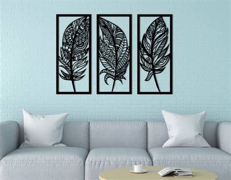 Декоративное панно на стену из дерева Upwood Decor Перья мандалы Mandala Feathers 35 х 50 8 см