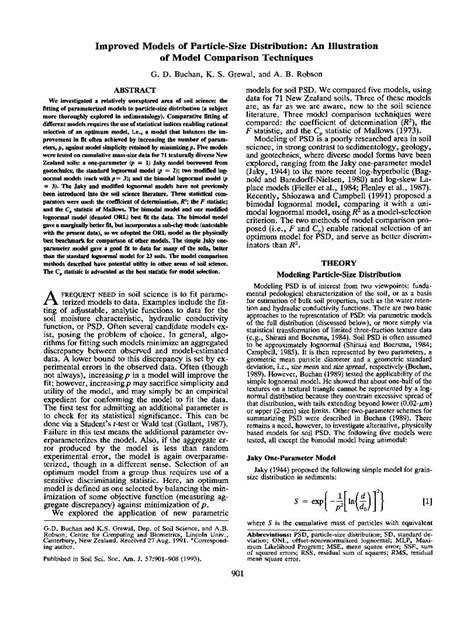 PDF Improved Models Of Particle Size Distribution An Illustration Of Model Comparison