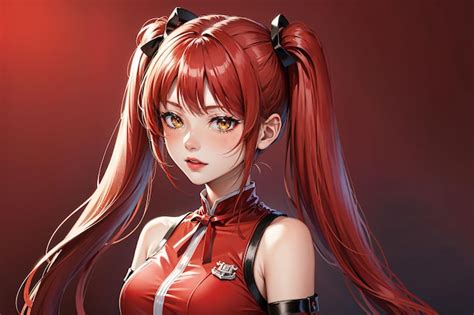 Red Anime Girl With Ponytail