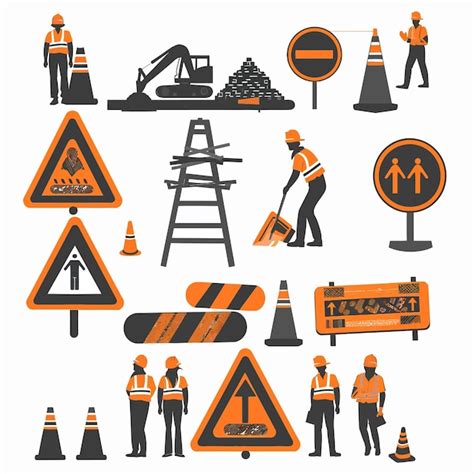 Una Colección De Señales Incluidas Las Señales De Construcción Y De