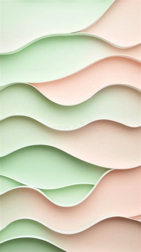Pastel Green And Pink Undulating Paper Layers Create A Soothing And Visually Appealing Abstract