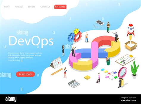 Isometric Flat Vector Landing Page Template Of Devops Development And Operations Software