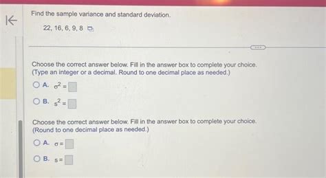 Solved Find The Sample Variance And Standard Deviation