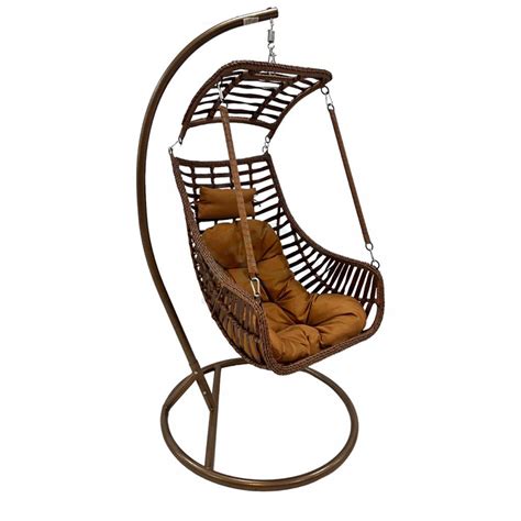 كرسي مرجيحة بلاستيك تصميم خوص وعمود حديد للاسترخاء رقم 62bl