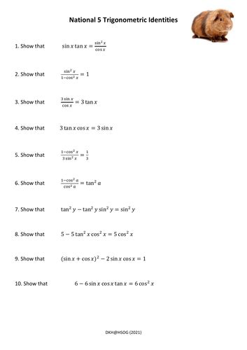 National 5 Gcse Trig Identities Teaching Resources