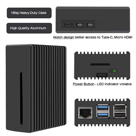 Geekworm Raspberry Pi 5 Case Heavy Duty Aluminum Passive Cooling Case For Raspberry Pi 5 8GB