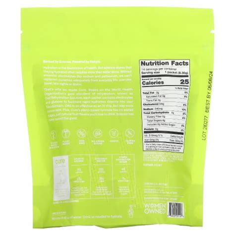 Cure Hydration Hydrating Electrolyte Mix Lime 14 Packets 029 Oz 83