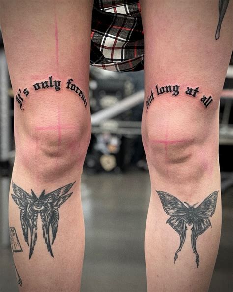 Knee Text Tattoos