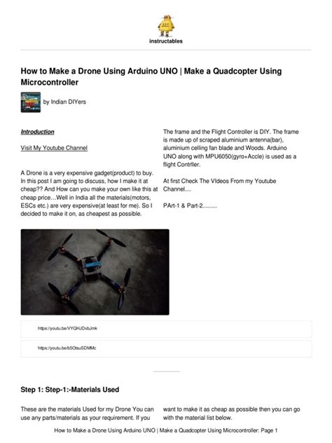 How To Make A Drone Using Arduino Make A Quadcopte Pdf Arduino