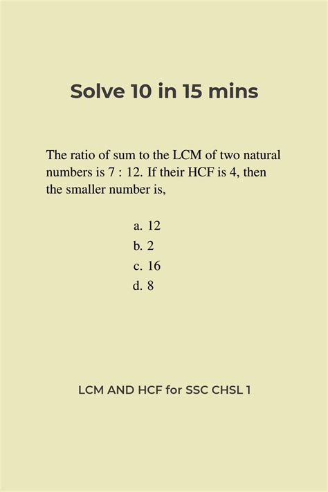 Lcm Hcf Questions For Ssc Chsl With Answers And Quick Solutions 1 Lcm