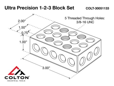 Colton Industrial Tools 10078 High Precision 1 2 3 Block Set 23 Holes And Cap Bolts Colton Tools
