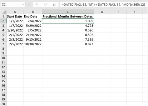 how to calculate the months between two dates in excel