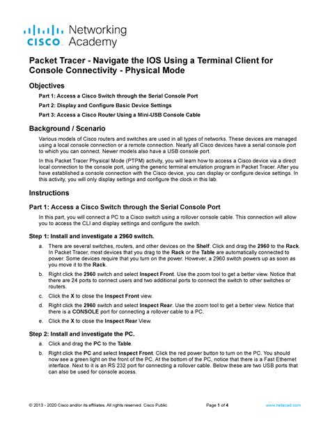 Packet Tracer Navigate The IOS Using A Terminal Client For Console Connectivity