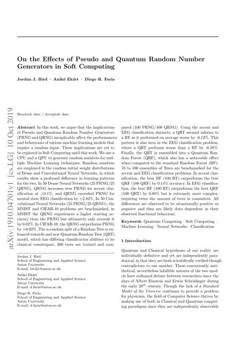 Pdf On The Effects Of Pseudo And Quantum Random Number Generators In Soft Computing