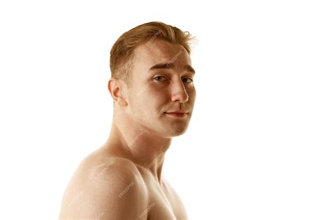 Premium Photo Shirtless Young Guy With Redhead Clear Spotless Skin