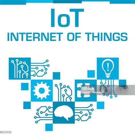 Iot Internet Of Things Blue Squares Symbols Circuit Elements Stock