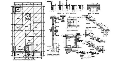 Plan Of Building Along With RCC Structural Blocks Details In Autocad Cadbull