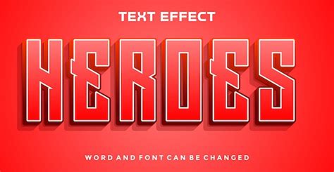 Premium Vector Editable Text Effect Heroes Red Theme Style