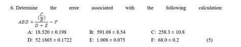solved determine the error associated with the following