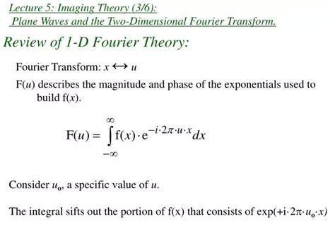 Ppt Lecture 5 Imaging Theory 3 6 Plane Waves And The Two Dimensional Fourier Transform
