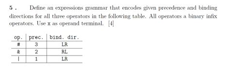 Solved 5 Define An Expressions Grammar That Encodes Given