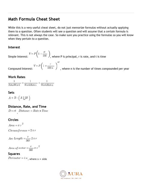 Gre Math Cheat Sheet Lyst8310 Pdf