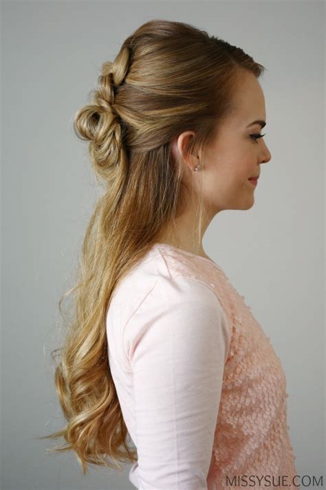 Half Up Dutch Braid Messy Bun Missy Sue
