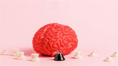 커피 컵 세트가 있는 인간의 두뇌 모델 커피 개념의 이점과 해악 음식에 대한 스톡 사진 및 기타 이미지 음식 중독 Drug Istock