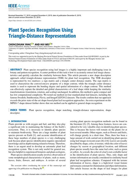 plant species recognition using triangle distance representation pdf