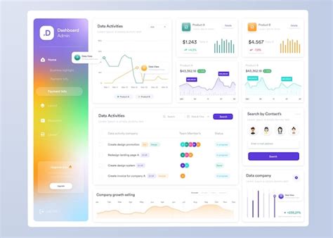 Premium Vector Ui Ux Infographic Dashboard Ui Design With Graphs Charts And Diagrams Web