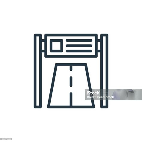 도로 배너 벡터 아이콘입니다 도로 배너 편집 가능한 스트로크 웹 및 모바일 앱 로고 인쇄 매체에 사용하기 위한 로드 배너 선형 기호입니다 얇은 선 그림 벡터 격리 된 윤곽선