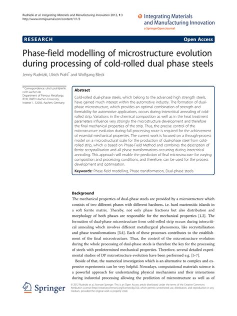 Pdf Phase Field Modelling Of Microstructure Evolution During Processing Of Cold Rolled Dual