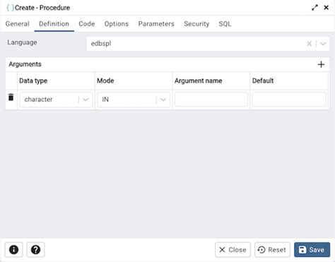 procedure dialog — pgadmin 4 9 7 documentation