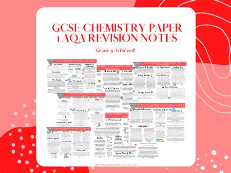 Gcse Chemistry Aqa Paper 1 Revision Notes Teaching Resources