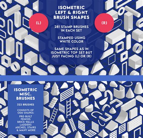 Artstation Isometric World Builder Brushes 1300 Procreate Stamp Brushes 3d Shapes