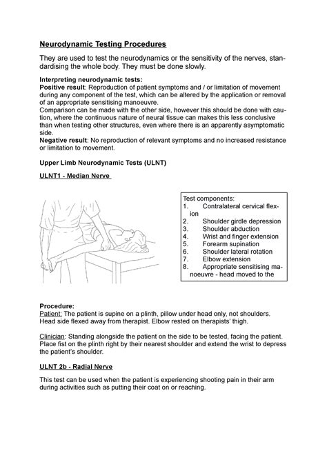 Neurodynamic Testing Procedure They Must Be Done Slowly Interpreting