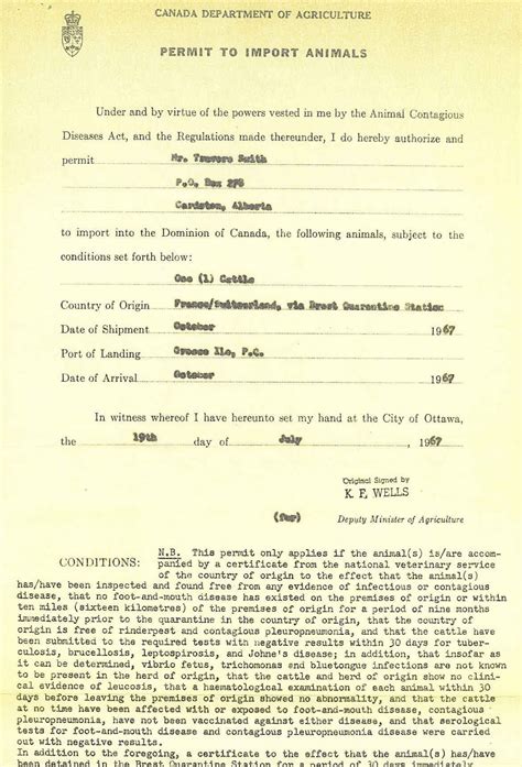Early Years Of Simmental In North America Import Permits ~ 1967