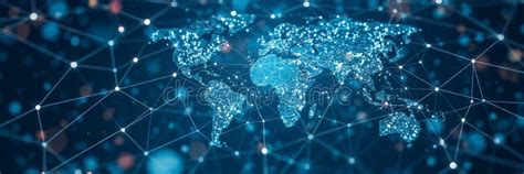 Abstract World Map With Glowing Lines And Dots Stock Illustration Illustration Of Concept