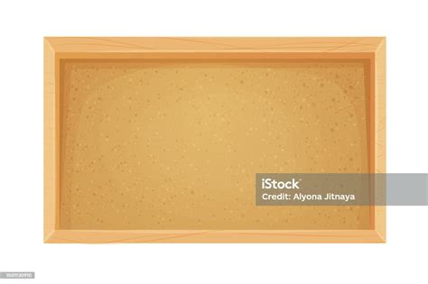 흰색 배경에 분리된 만화 스타일의 나무 프레임에 있는 코르크 보드 일정 작업 및 추억 페이지를 위한 공간 벡터 그림 0명에 대한 스톡 벡터 아트 및 기타 이미지 Istock