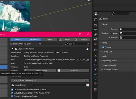 Auto Reload Image Option Does Not Show On Blender 322 · Issue 21