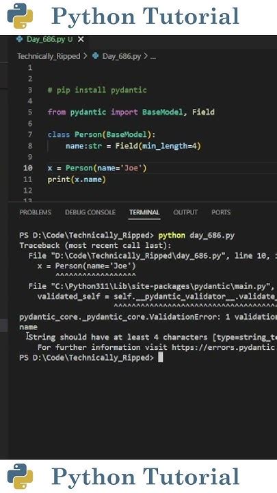 Validating String Length With Pydantic Python Tutorial Youtube