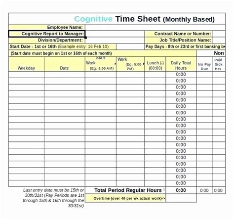 Bi Monthly Timesheet Template