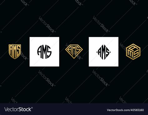 Initial Letters Ams Logo Designs Bundle Royalty Free Vector