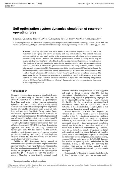 Pdf Self Optimization System Dynamics Simulation Of Reservoir Operating Rules