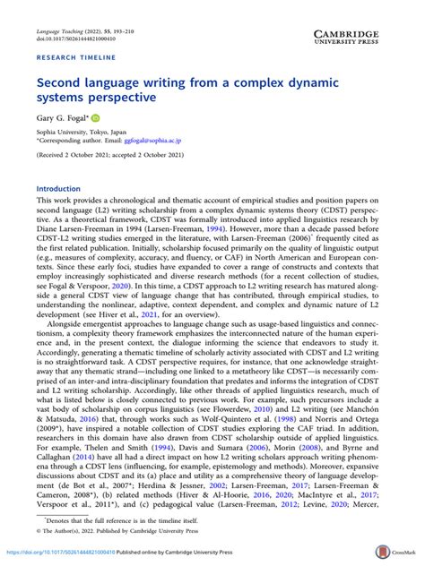 second language writing from a complex dynamic systems perspective