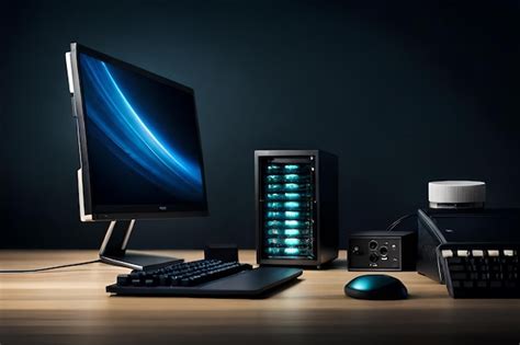 Premium Photo Computer Device With Peripheral Devices