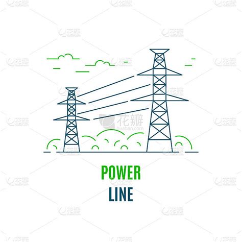 电源线、电源、平面式图标设计。