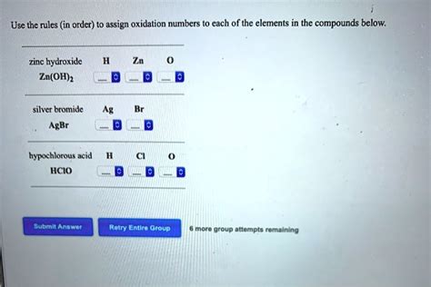 solved use the rules in order to assign oxidation numbers to each of