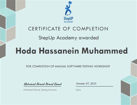 got a certificate in manual testing from stepup academy hoda