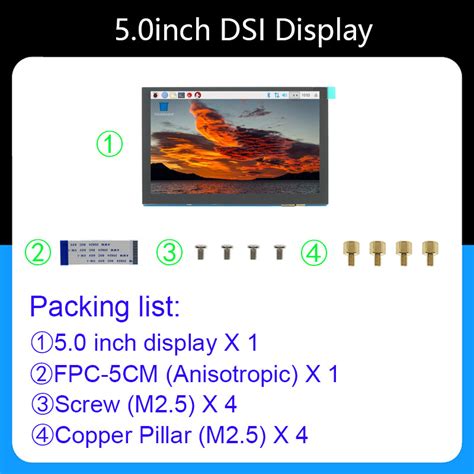 5 0 Inch Raspberry Pi Module 800 480 MIPI IPS TFT DSI Multi Touch LCD
